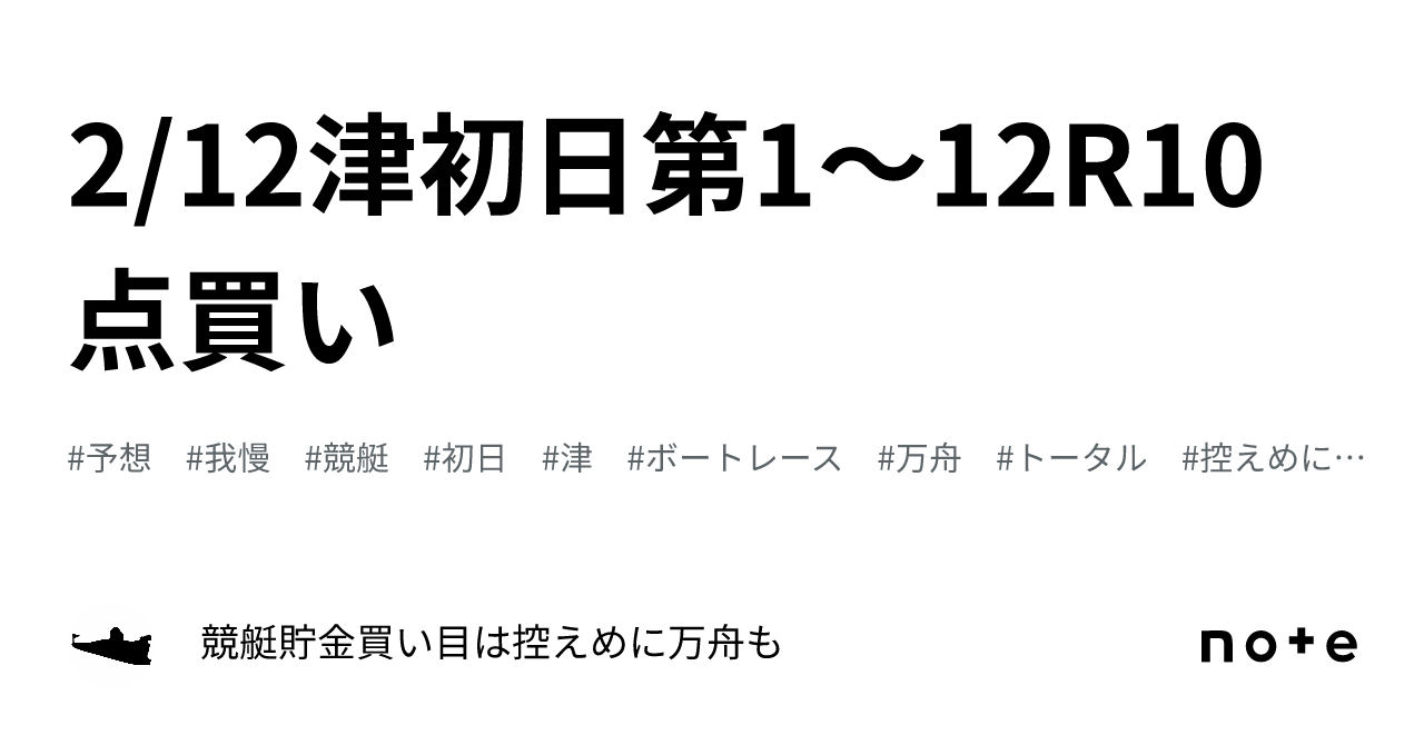 🗒️2/12🗒️津🚤初日🚤第1〜12R ️10点買い ️｜💰競艇貯金💰買い目は控えめに万舟も💰💰