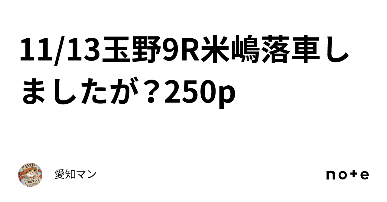 11/13玉野9R米嶋落車しましたが？250p｜愛知マン