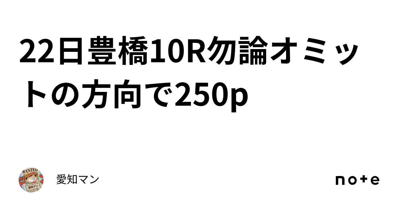 22日豊橋10R勿論オミットの方向で250p｜愛知マン