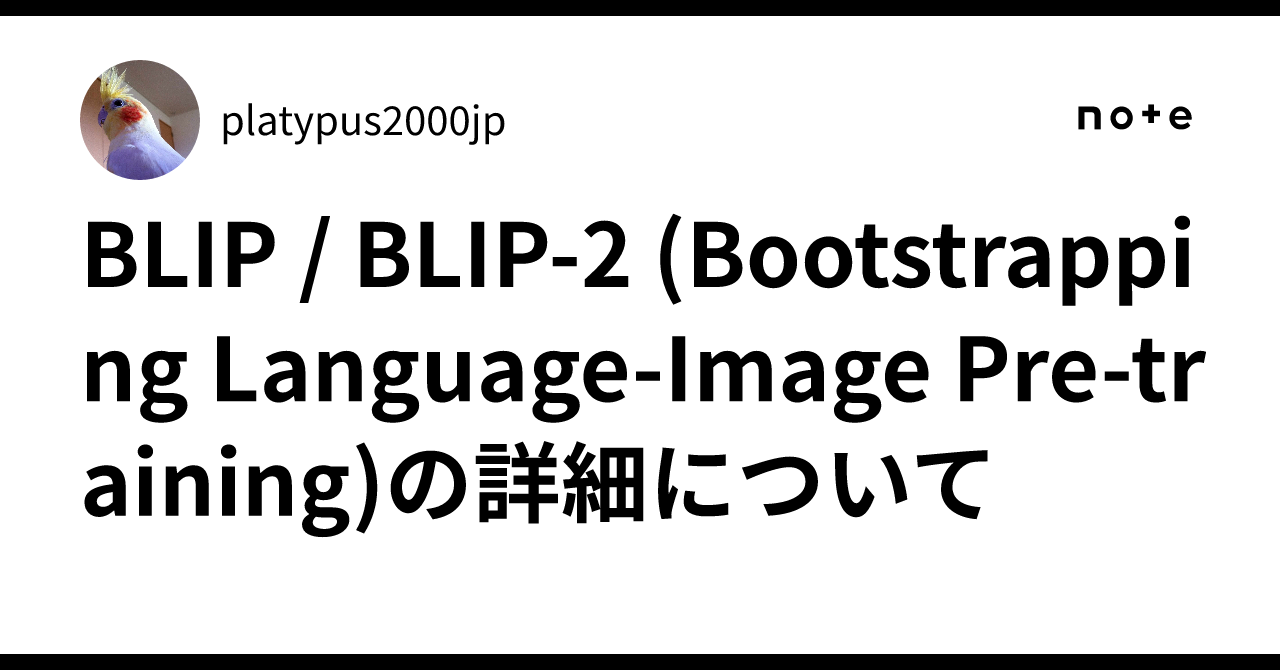 BLIP / BLIP-2 (Bootstrapping Language-Image Pre-training)の詳細について｜platypus2000jp