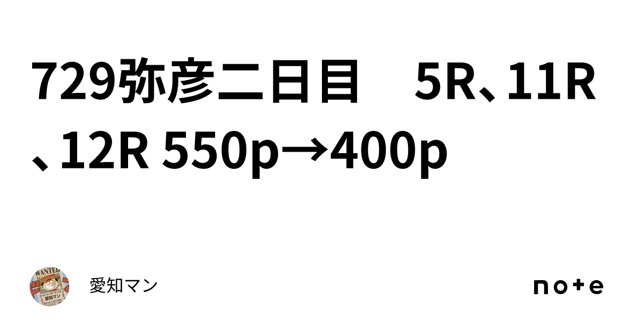 729弥彦二日目 5R、11R、12R 550p→400p｜愛知マン