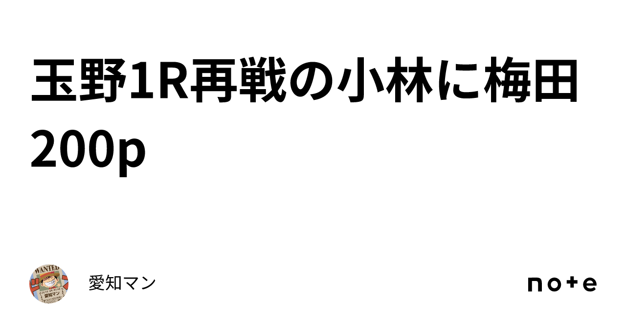 玉野1R再戦の小林に梅田200p｜愛知マン