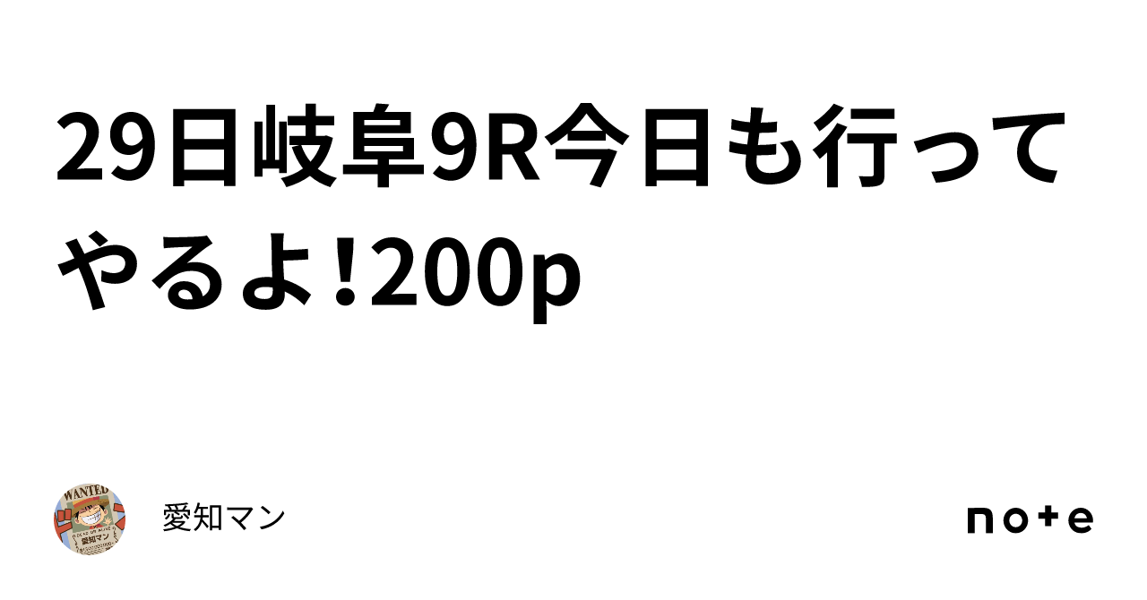 29日岐阜9R今日も行ってやるよ！200p｜愛知マン