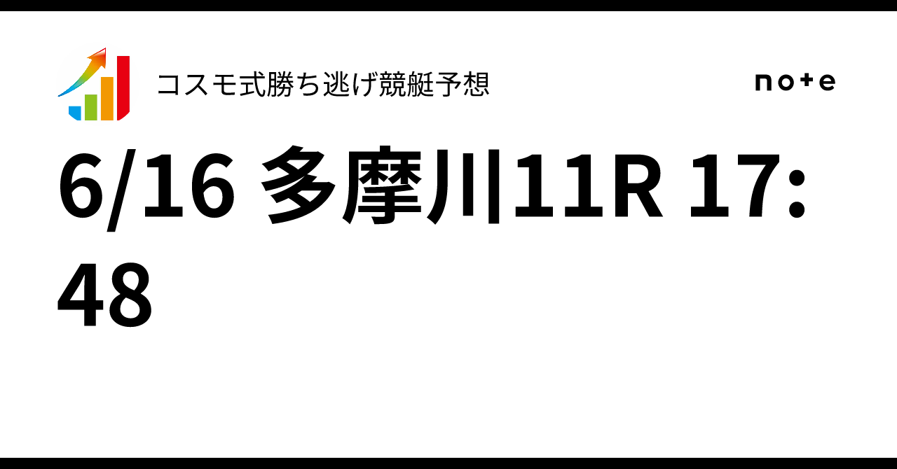 6/16 多摩川11R 17:48｜コスモ式📈勝ち逃げ競艇予想🚤