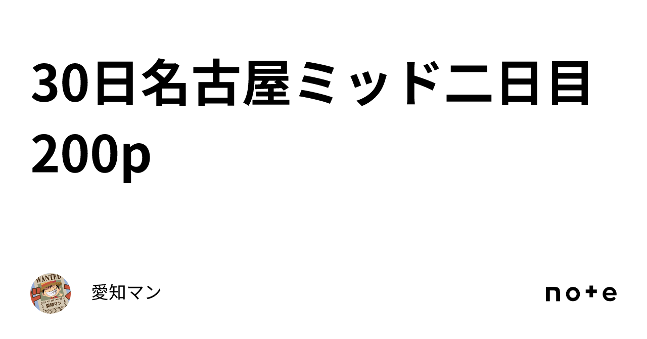 30日名古屋ミッド二日目 200p｜愛知マン