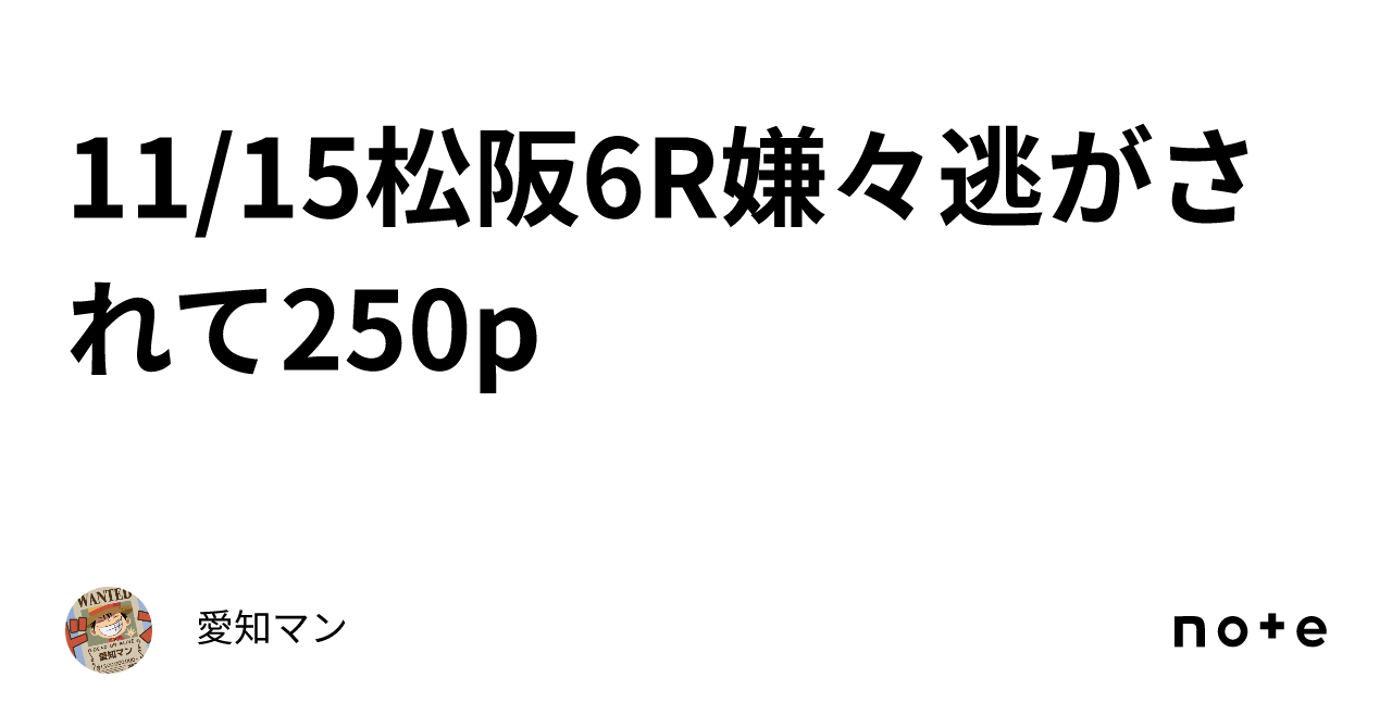 11/15松阪6R嫌々逃がされて250p｜愛知マン