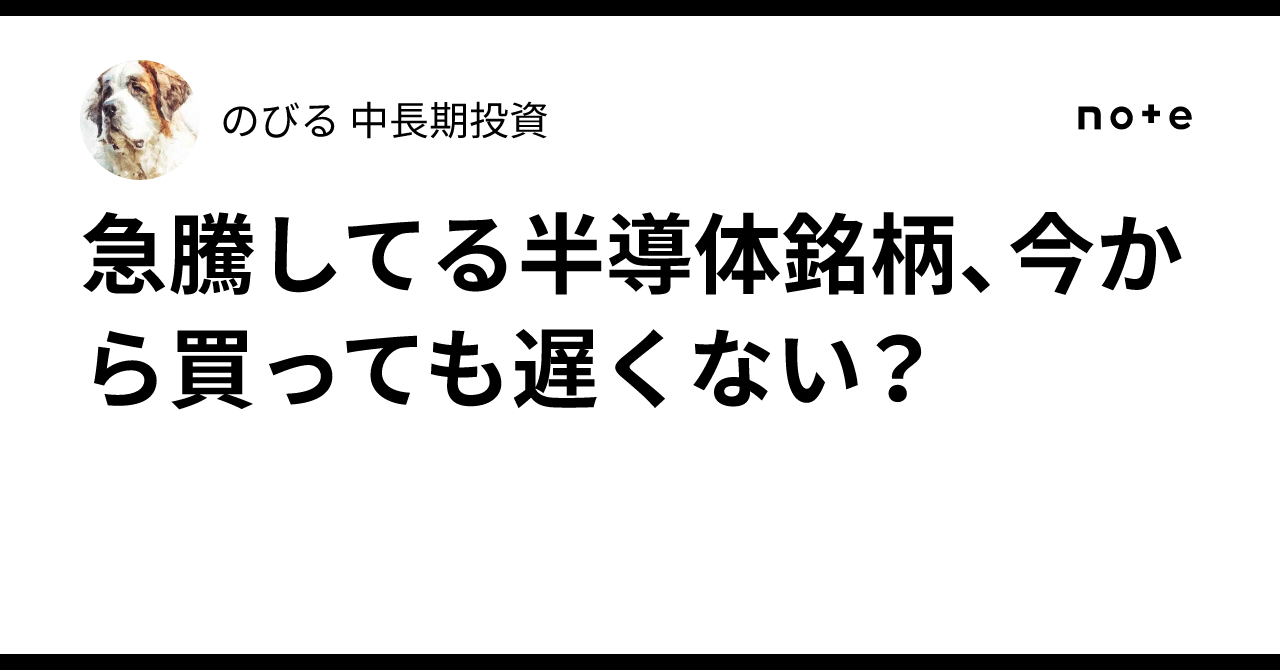 急騰してる半導体銘柄、今から買っても遅くない？｜のびる 中長期投資