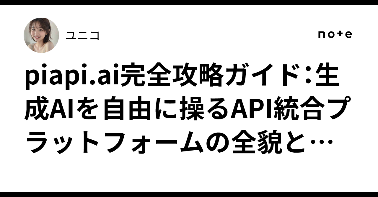 piapi.ai完全攻略ガイド：生成AIを自由に操るAPI統合プラットフォームの全貌と活用事例を徹底網羅【2025年最新版・開発者必読】｜ユニコ🦄