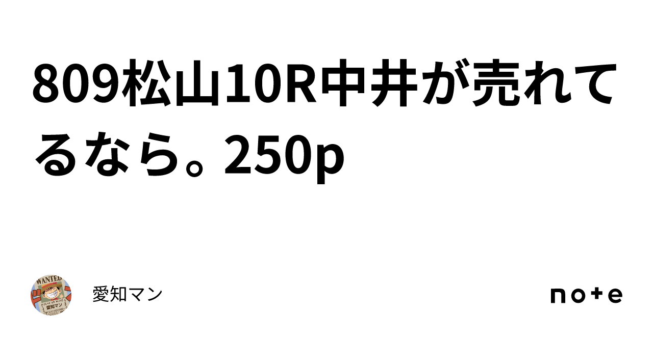 809松山10R中井が売れてるなら。250p｜愛知マン