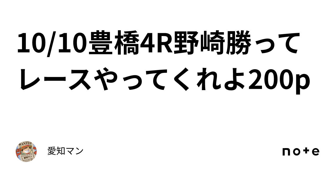 10/10豊橋4R野崎勝ってレースやってくれよ200p｜愛知マン