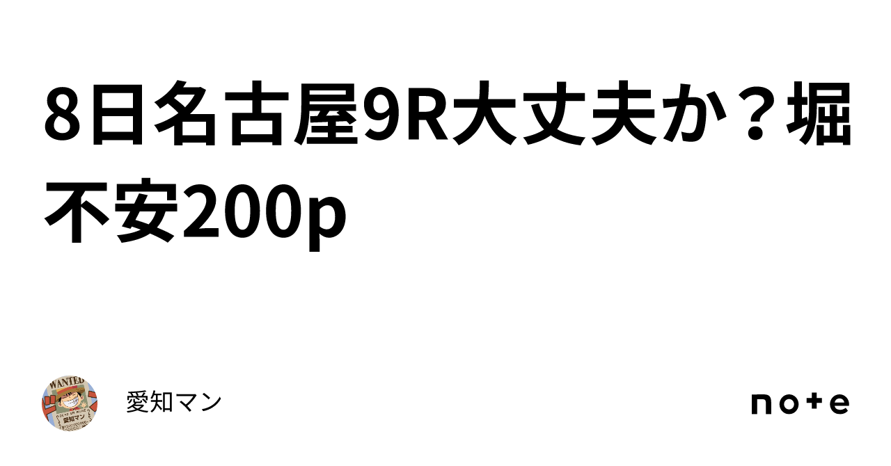 8日名古屋9R大丈夫か？堀不安200p｜愛知マン