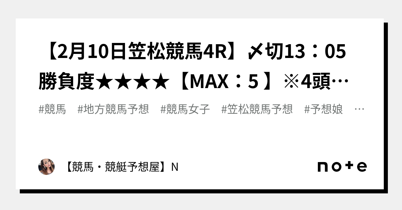 🔥【2月10日笠松競馬4R】〆切13：05 勝負度★★★★【MAX：5 】※4頭絞り込み予想🔥特撰高配当狙い｜【競馬・競艇予想屋】N