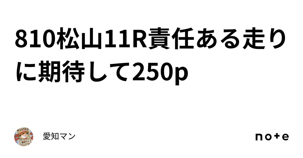 810松山11R責任ある走りに期待して250p｜愛知マン