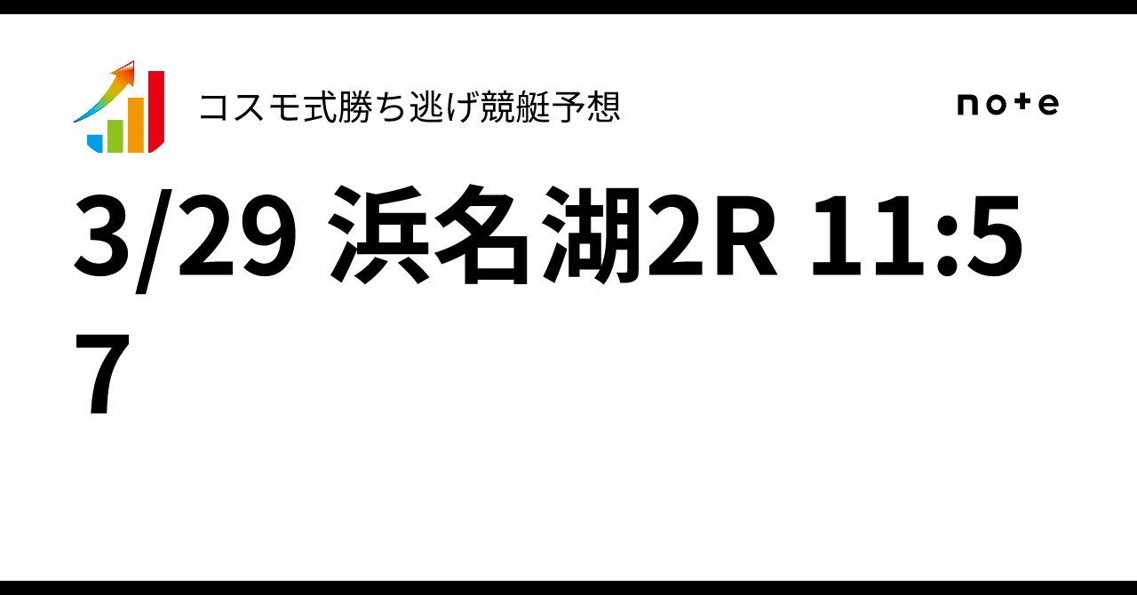 3/29 浜名湖2R 11:57｜コスモ式📈勝ち逃げ競艇予想🚤