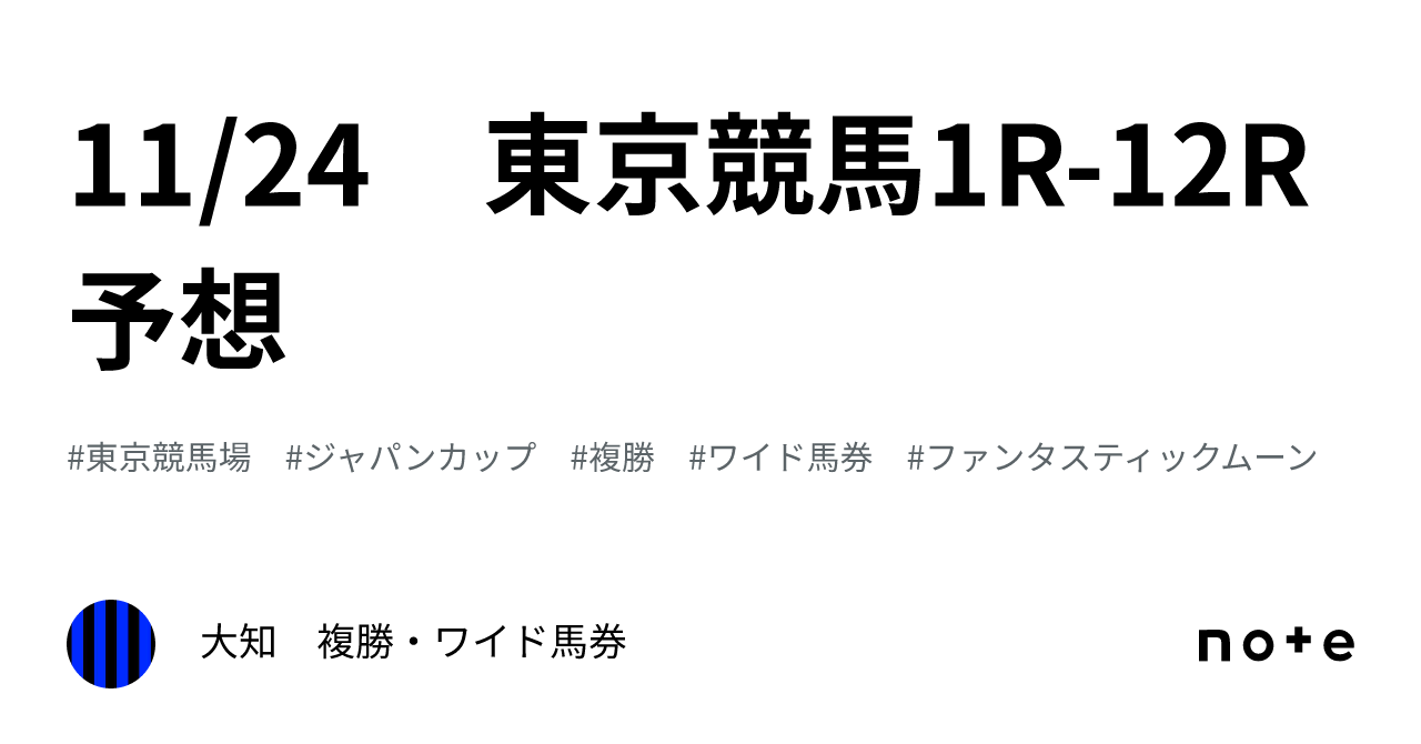 11/24 東京競馬1R-12R 予想｜大知 複勝・ワイド馬券
