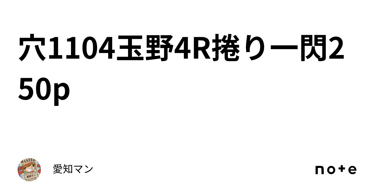 穴💣1104玉野4R捲り一閃250p｜愛知マン