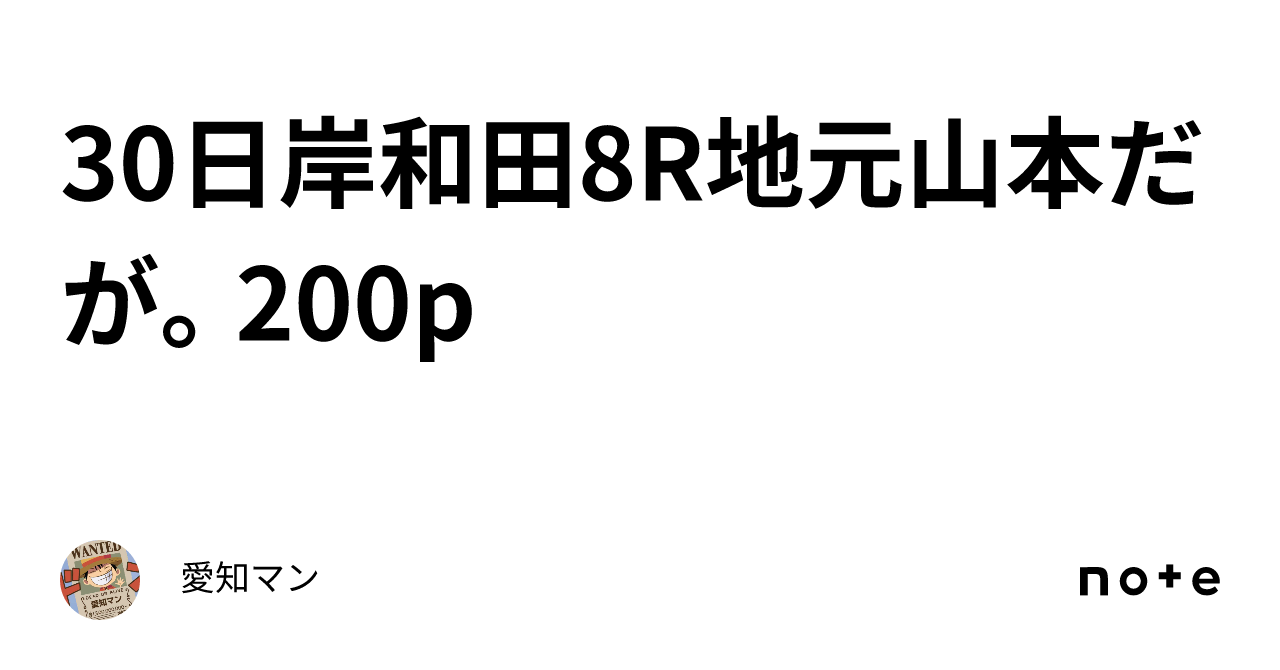 30日岸和田8R地元山本だが。200p｜愛知マン