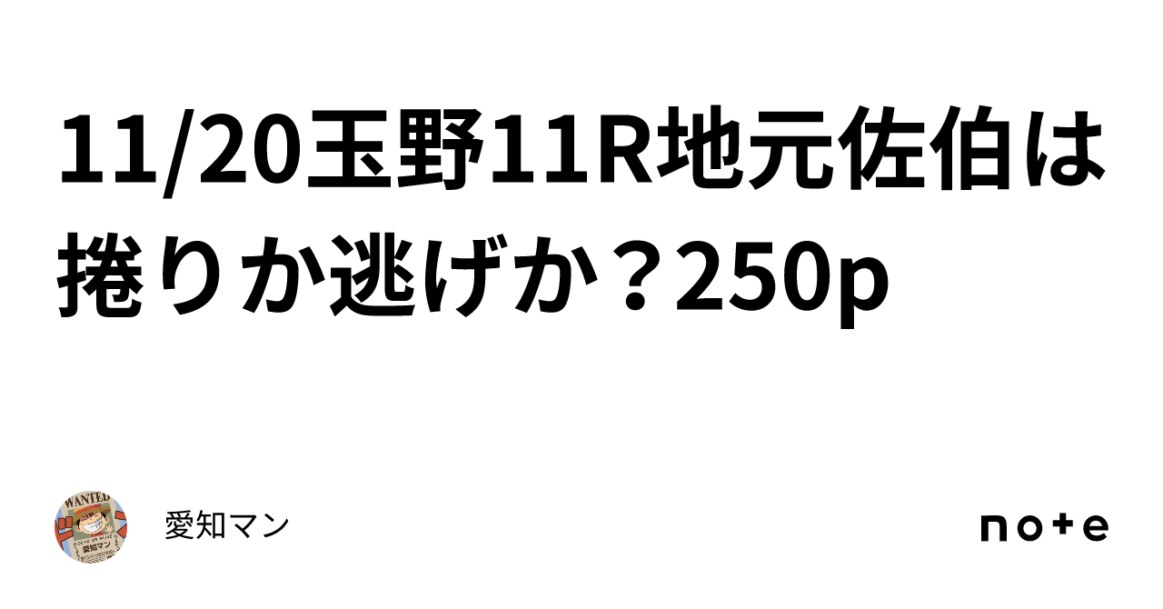 11/20玉野11R地元佐伯は捲りか逃げか？250p｜愛知マン
