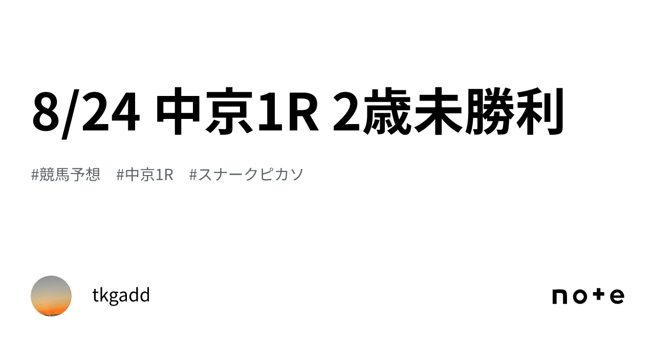 8/24 中京1R 2歳未勝利｜tkgadd