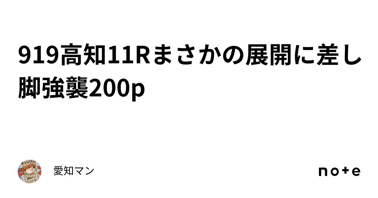 919高知11Rまさかの展開に差し脚強襲200p｜愛知マン