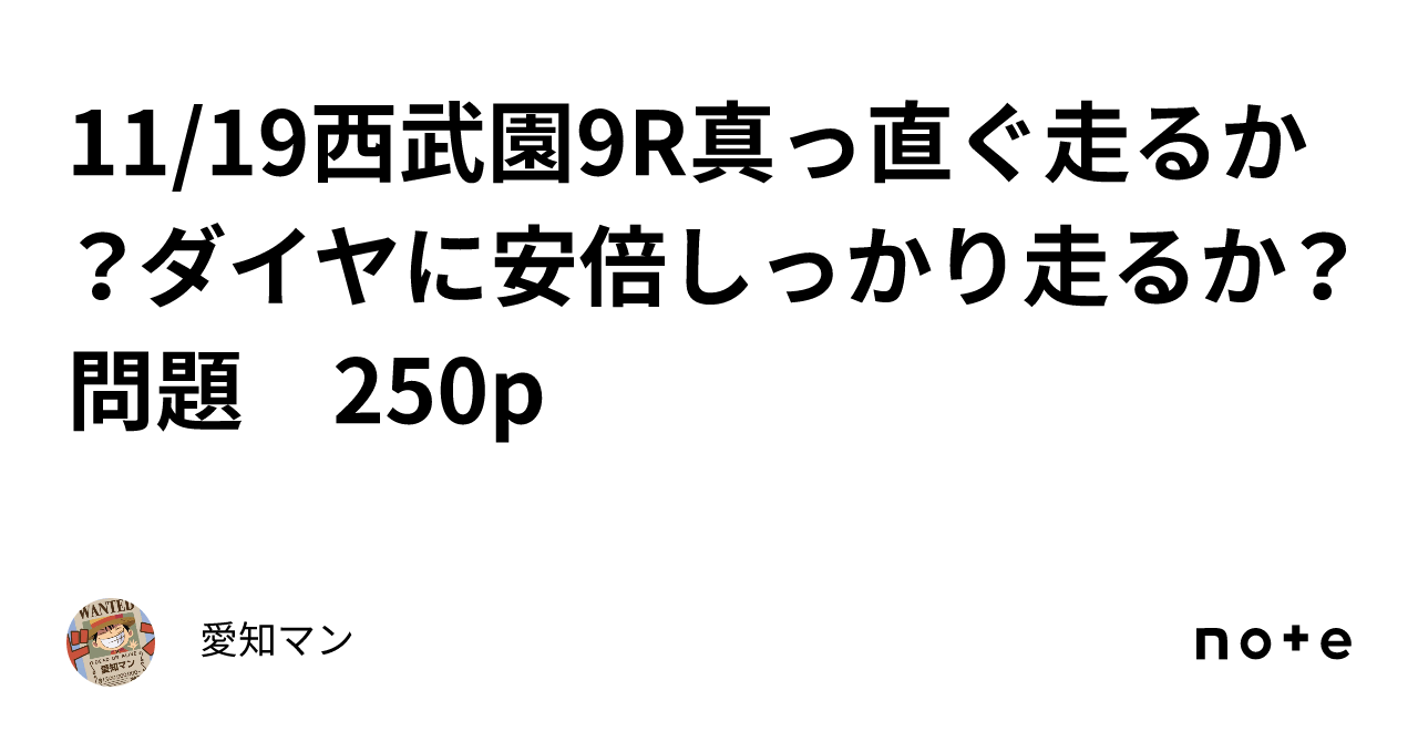 11/19西武園9R真っ直ぐ走るか？ダイヤに安倍しっかり走るか？問題 250p｜愛知マン