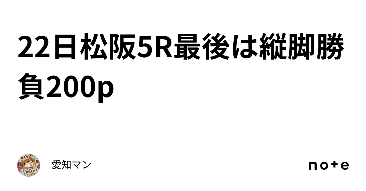 22日松阪5R最後は縦脚勝負200p｜愛知マン