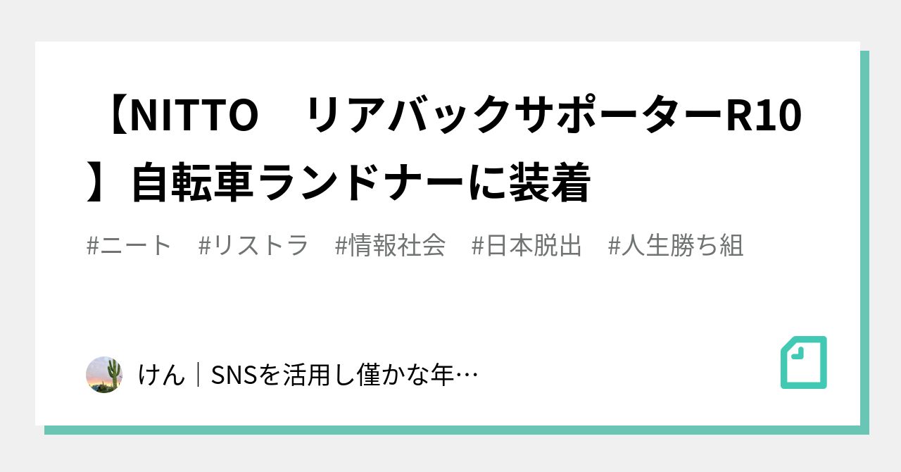 【NITTO リアバックサポーターR10】自転車ランドナーに装着｜けん｜SNSを活用し僅かな年金で楽しく暮らす術を紹介｜