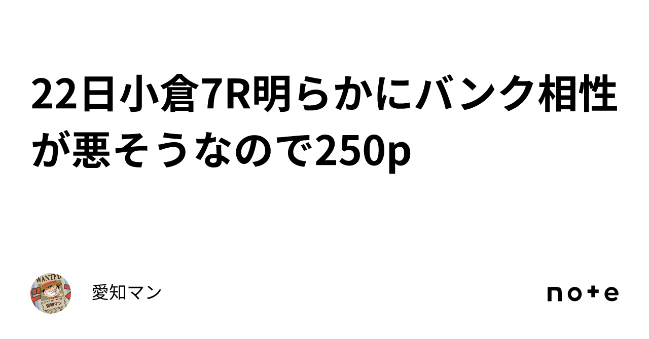 22日小倉7R明らかにバンク相性が悪そうなので250p｜愛知マン