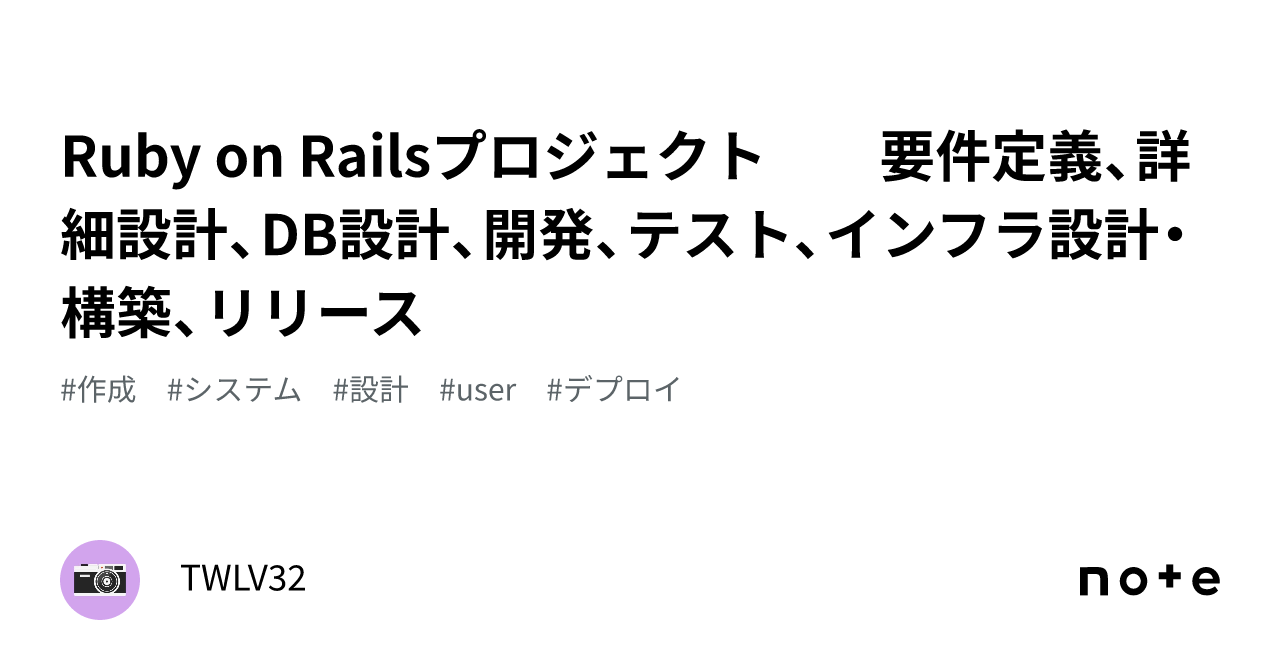 Ruby on Railsプロジェクト 要件定義、詳細設計、DB設計、開発、テスト、インフラ設計・構築、リリース｜TWLV32