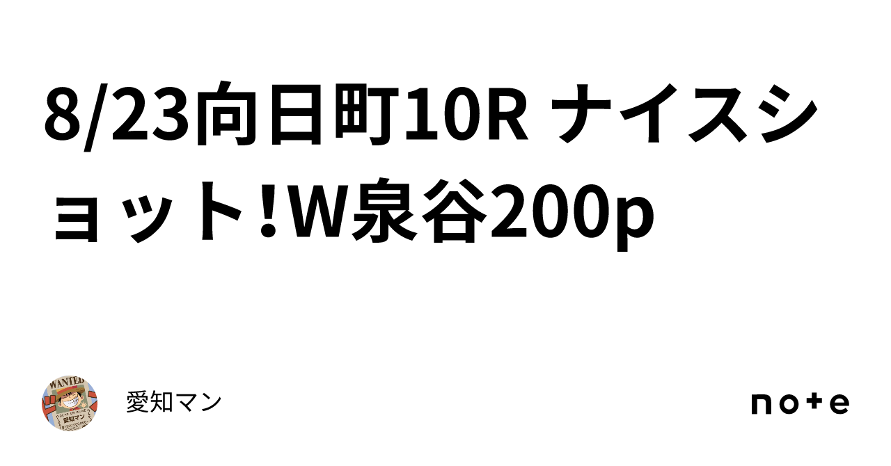 8/23向日町10R ナイスショット！W泉谷200p｜愛知マン