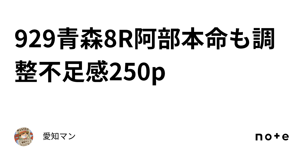 929青森8R阿部本命も調整不足感250p｜愛知マン