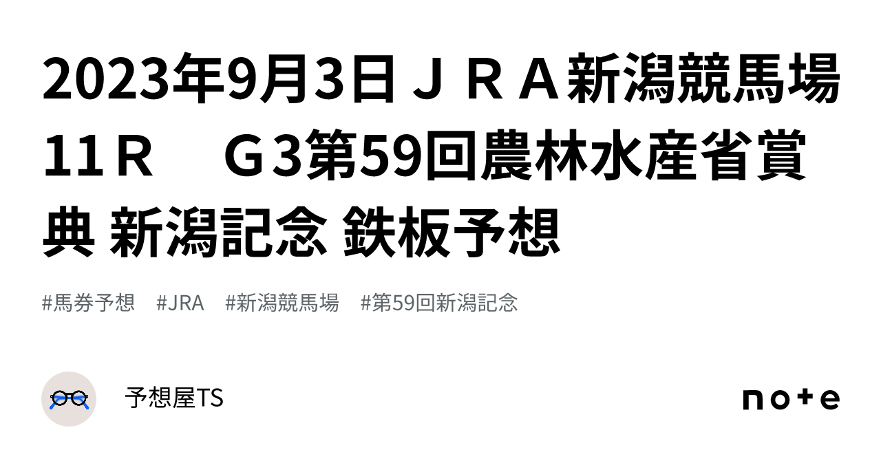 2023年9月3日JRA新潟競馬場11R G3👑第59回農林水産省賞典 新潟記念 鉄板予想｜予想屋TS