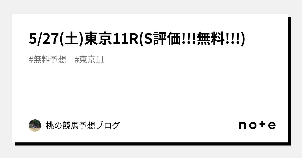 5/27(土)東京11R(S評価!!!無料!!!)｜桃の競馬予想ブログ🌸