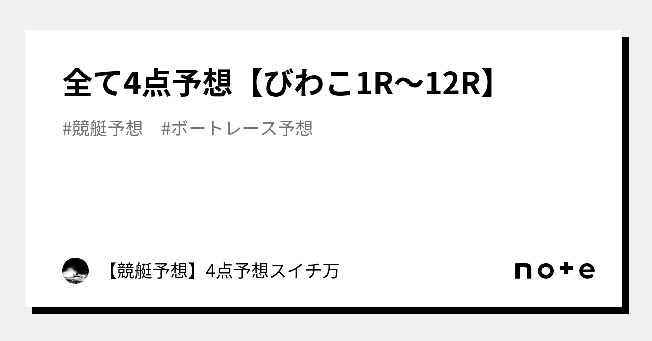 ⭐全て4点予想⭐【びわこ1R～12R】｜【競艇予想】勝侍～1点～8点絞りで回収率は200%越