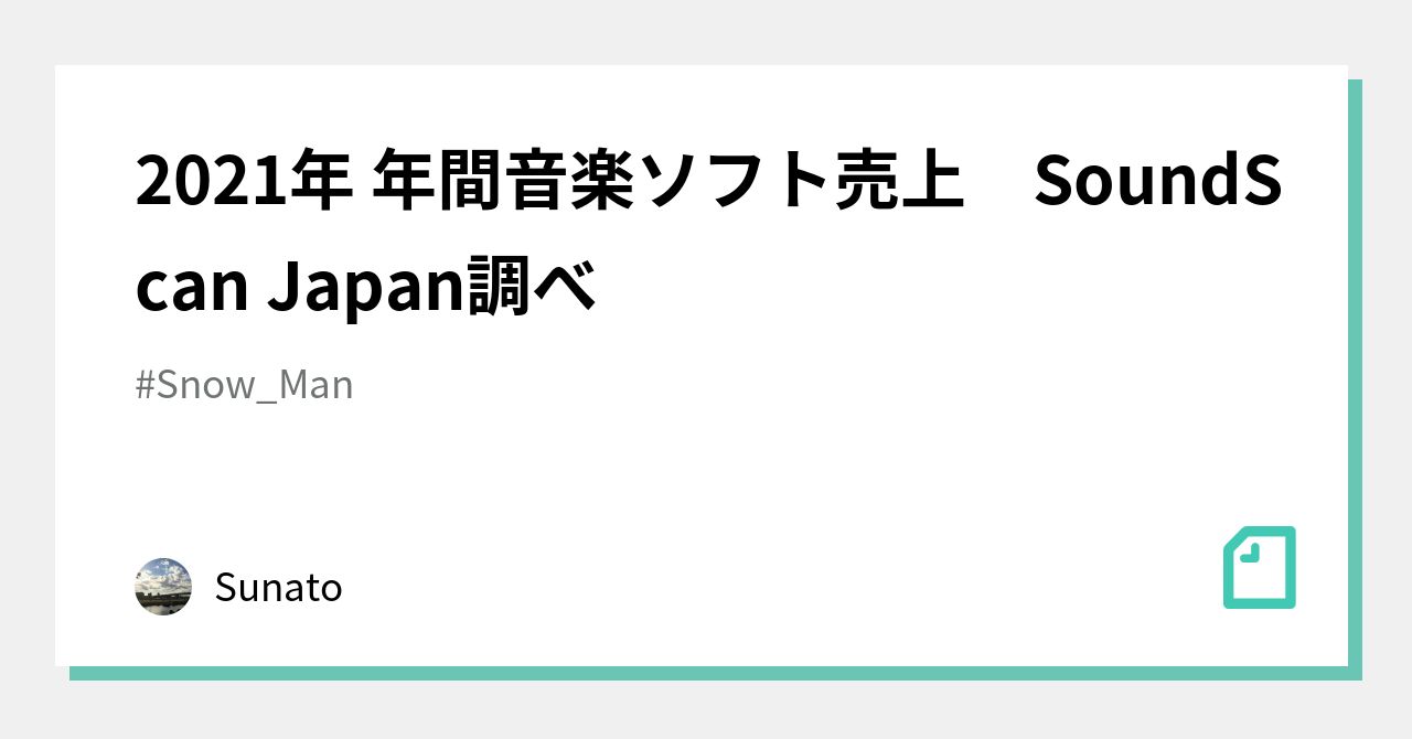 2021年 年間音楽ソフト売上 SoundScan Japan調べ｜Sunato