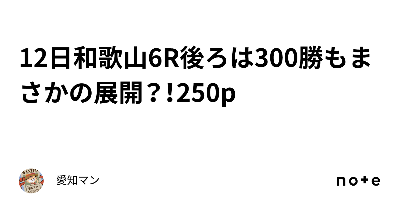 12日和歌山6R後ろは300勝もまさかの展開？！250p｜愛知マン
