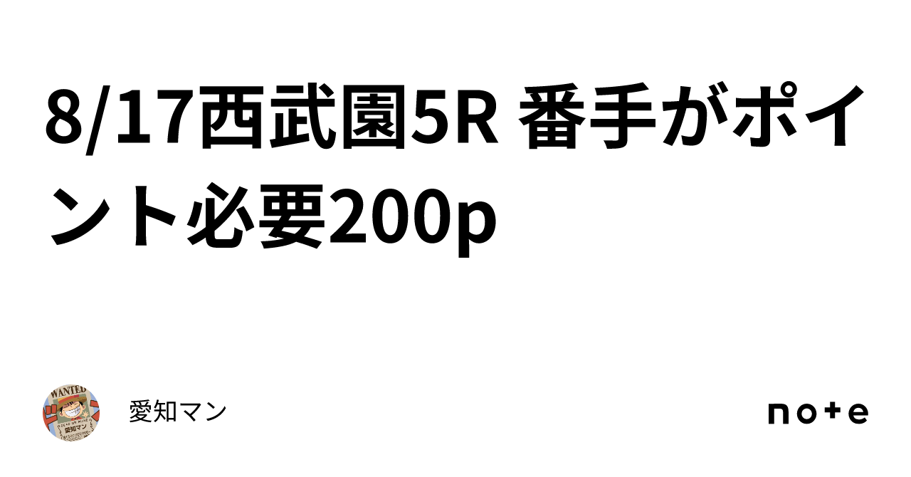 8/17西武園5R 番手がポイント必要200p｜愛知マン