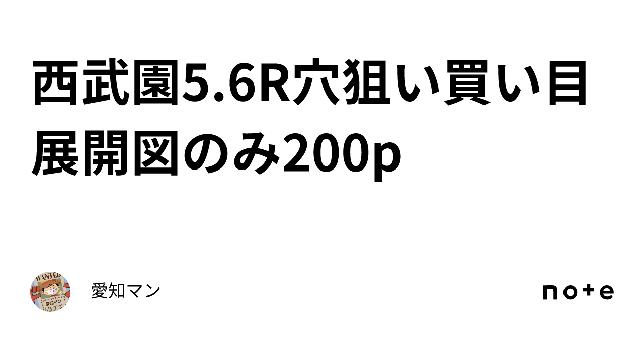 西武園5.6R穴狙い買い目展開図のみ200p｜愛知マン