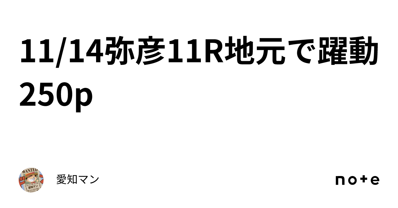 11/14弥彦11R地元で躍動250p｜愛知マン