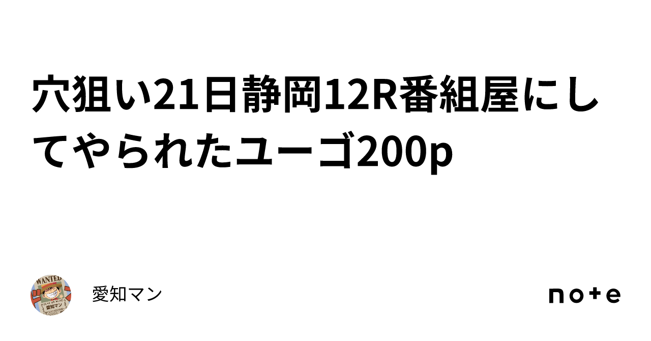 穴狙い🔥21日静岡12R番組屋にしてやられたユーゴ😭200p｜愛知マン