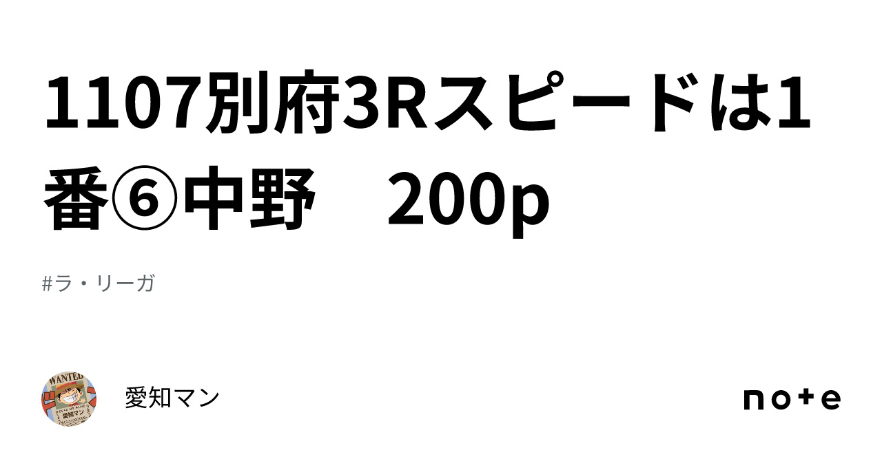 1107別府3Rスピードは1番⑥中野 200p｜愛知マン
