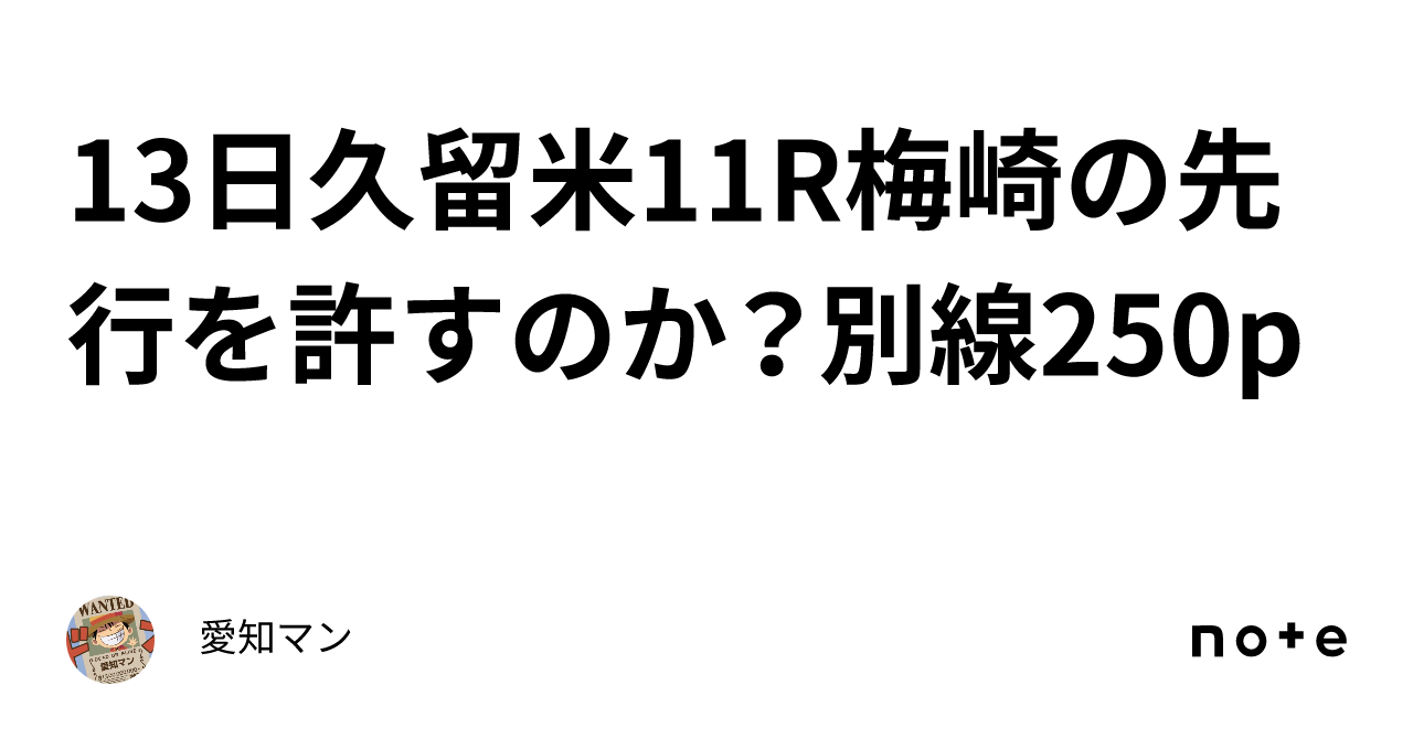13日久留米11R梅崎の先行を許すのか？別線250p｜愛知マン