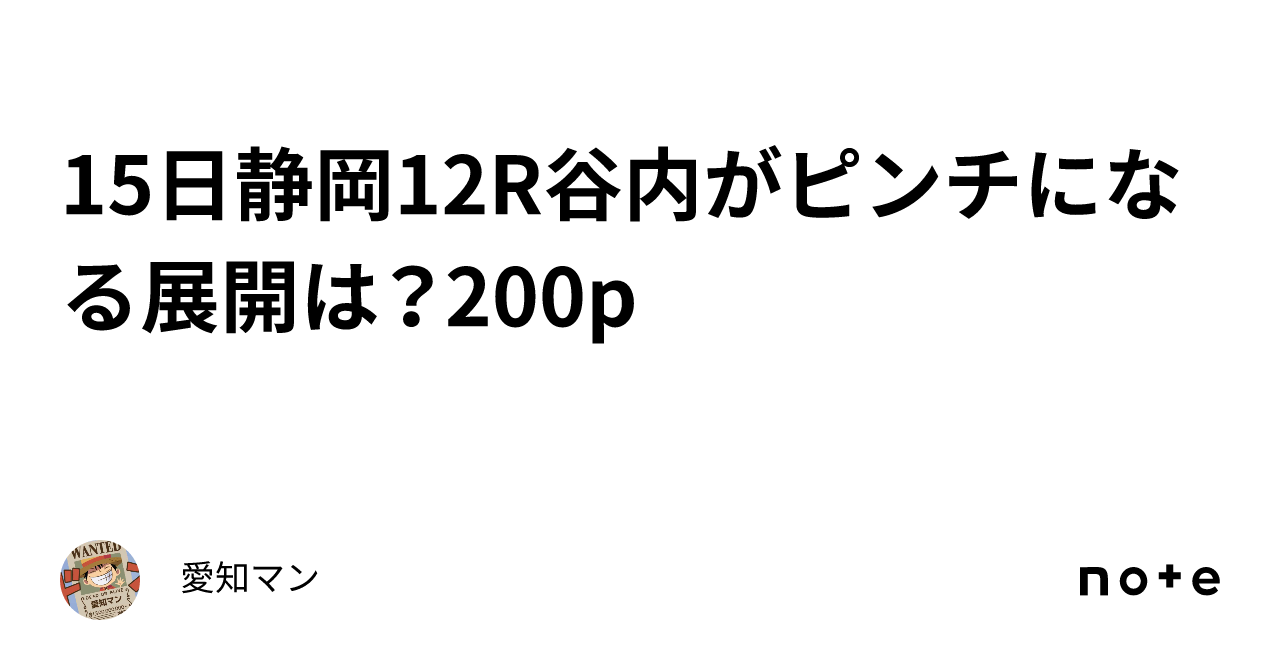 15日静岡12R谷内がピンチになる展開は？200p｜愛知マン