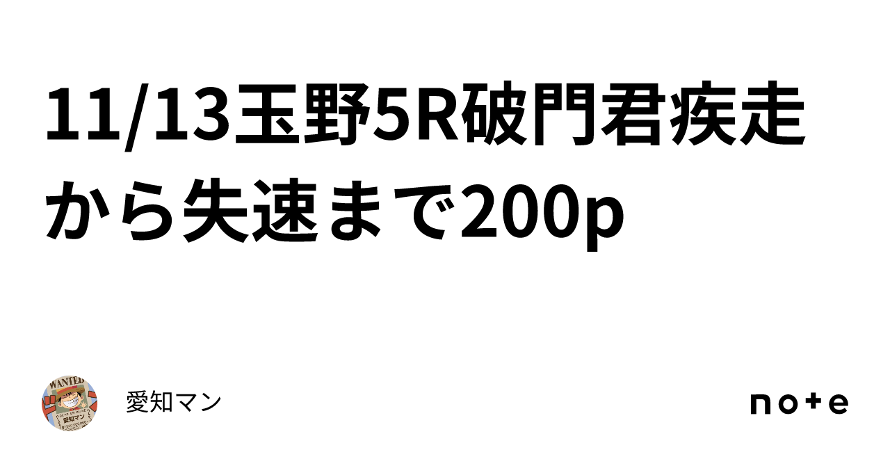 11/13玉野5R破門君疾走から失速まで200p｜愛知マン