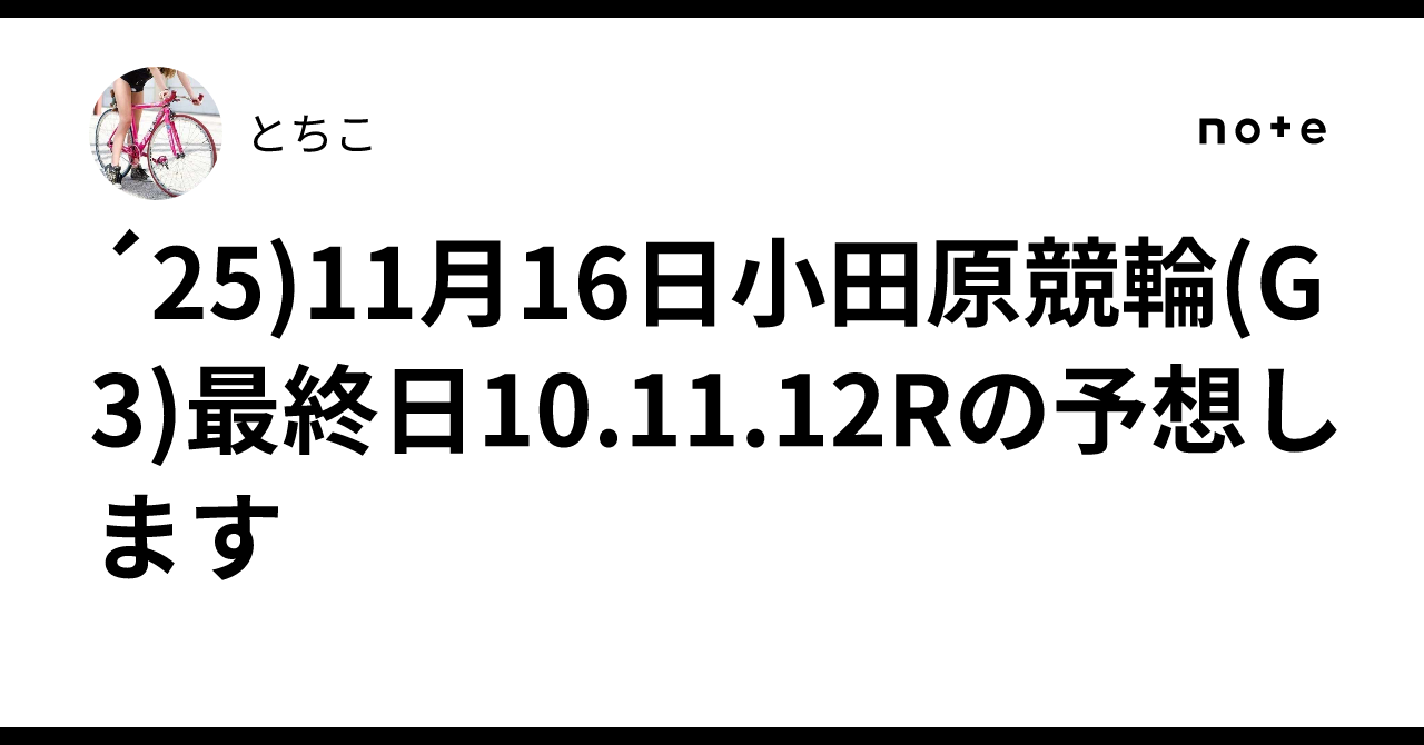 ´25)11月16日小田原競輪(G3)最終日10.11.12Rの予想します｜とちこ