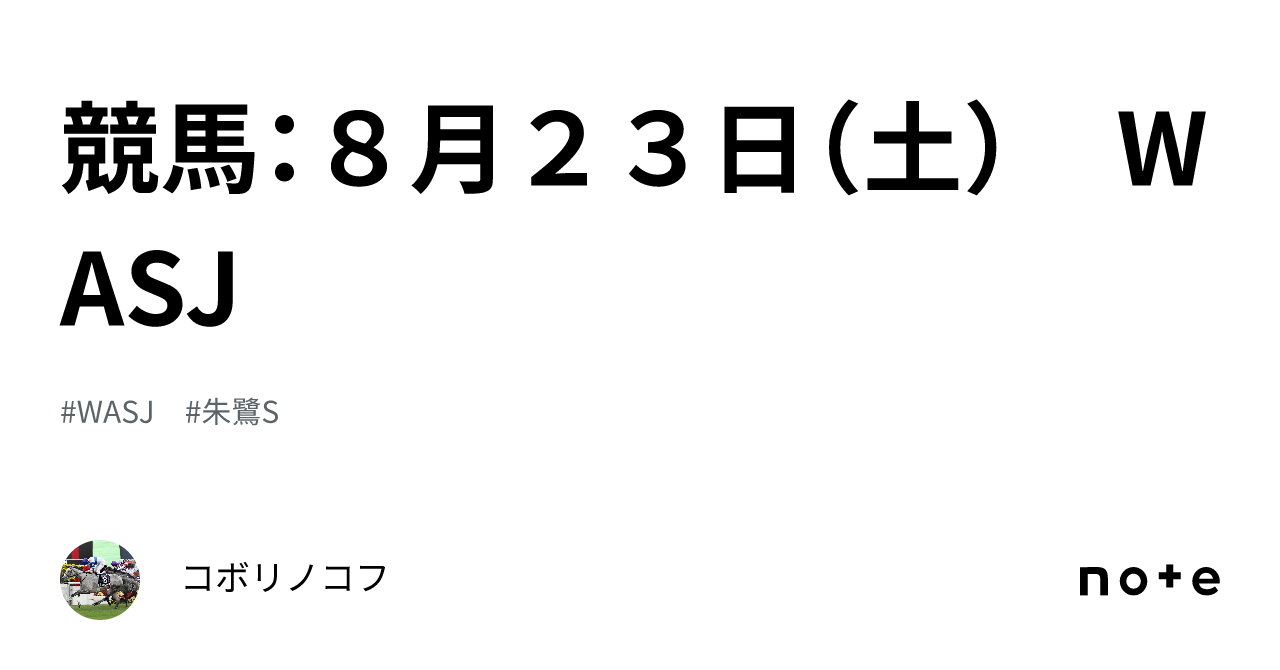 競馬：8月23日（土） WASJ｜コボリノコフ