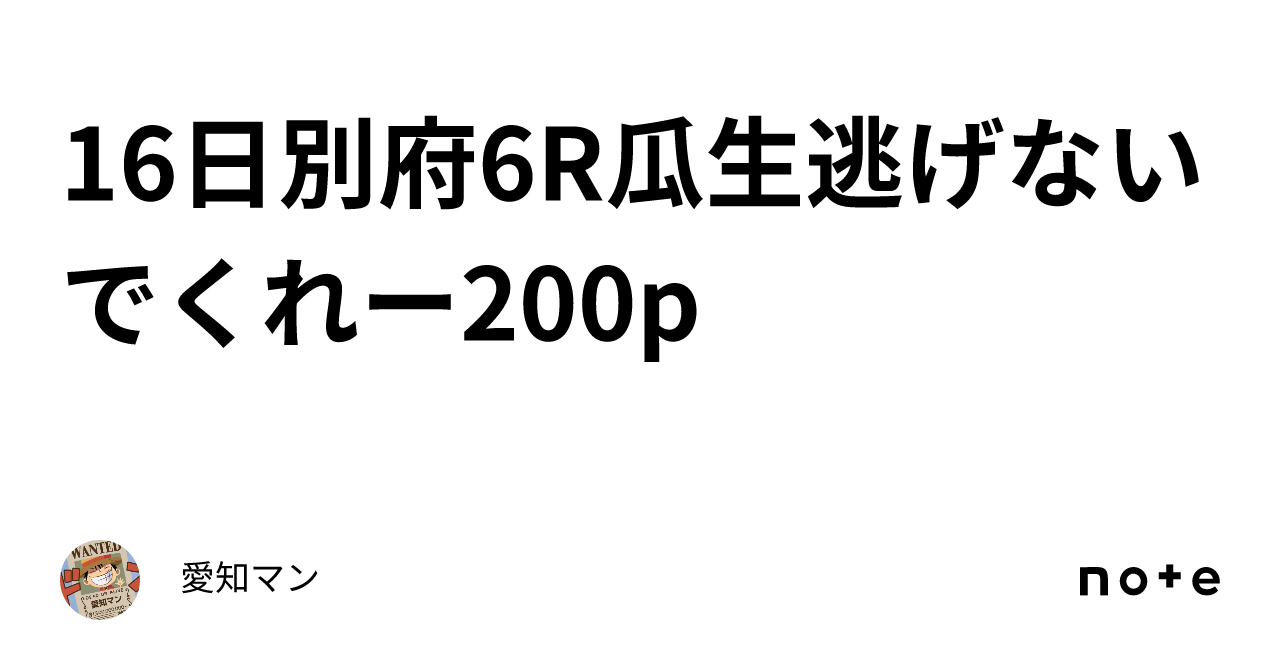 16日別府6R瓜生逃げないでくれー200p｜愛知マン