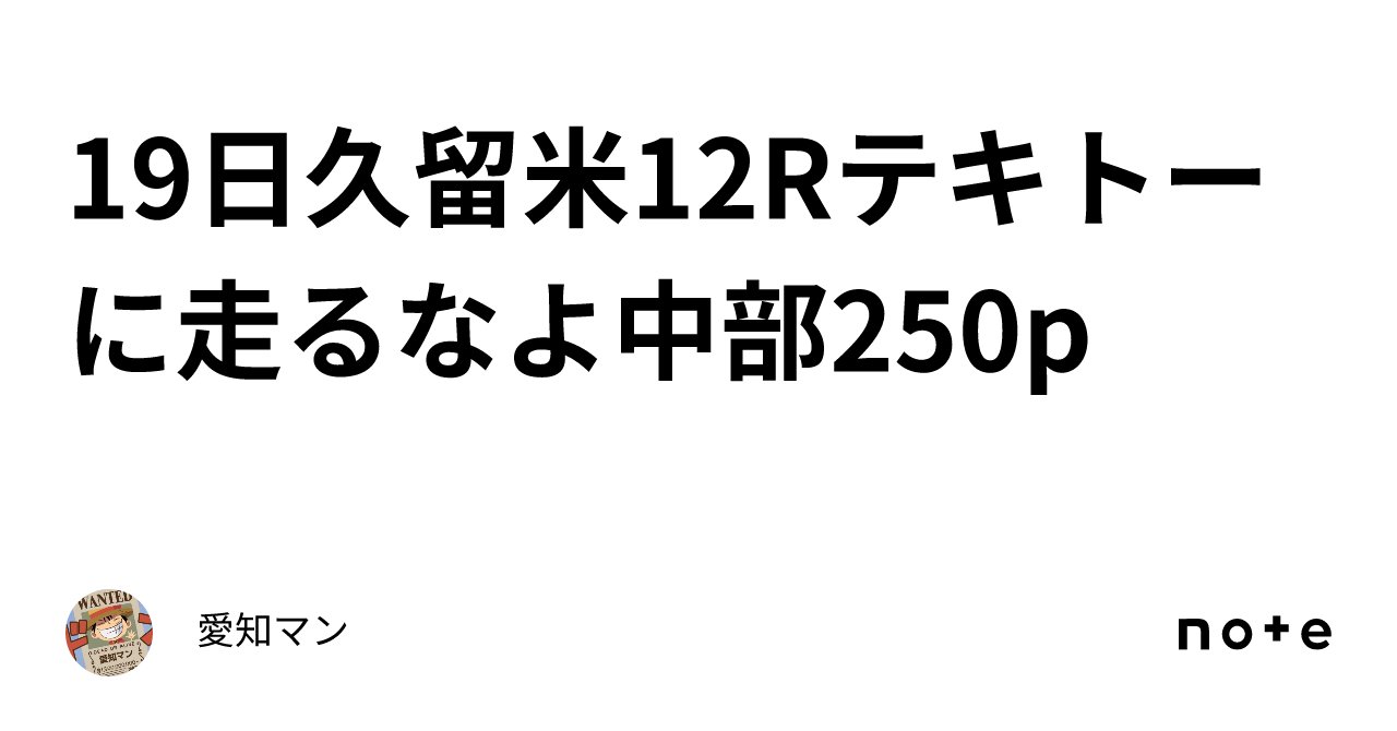 19日久留米12Rテキトーに走るなよ中部250p｜愛知マン