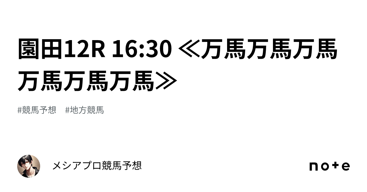 園田12R 16:30 ≪万馬万馬万馬万馬万馬万馬≫｜🔥メシア👑プロ競馬予想👑🔥
