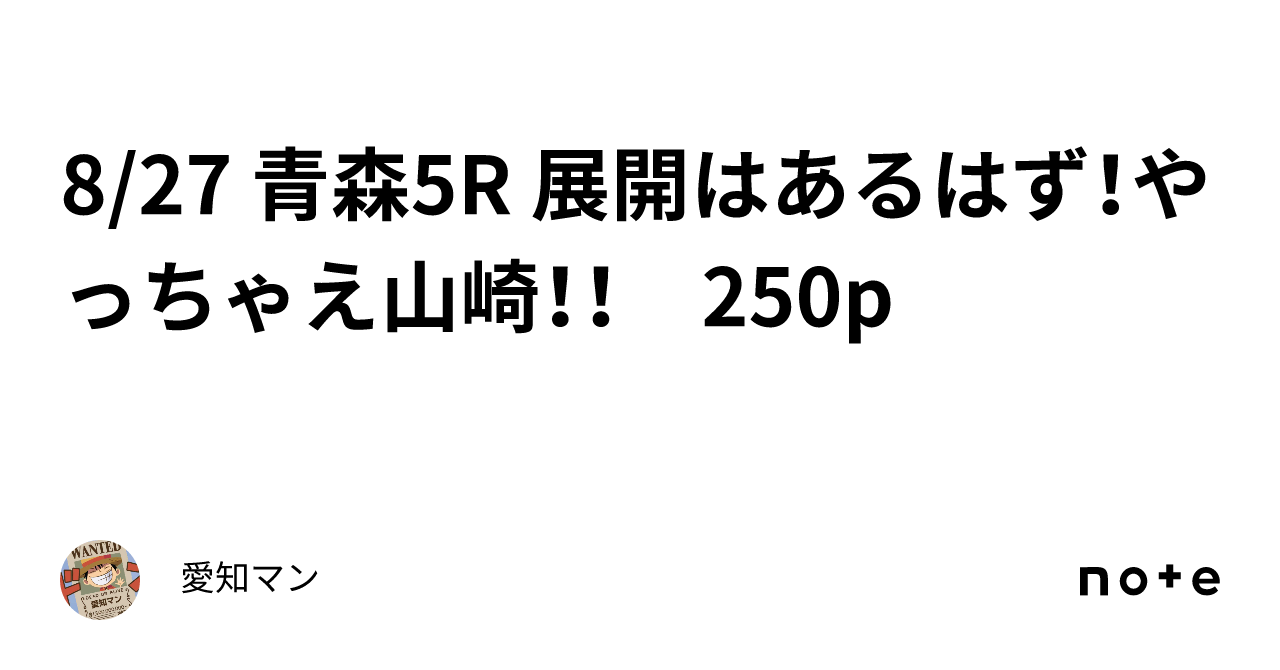8/27 青森5R 展開はあるはず！やっちゃえ山崎！！ 250p｜愛知マン